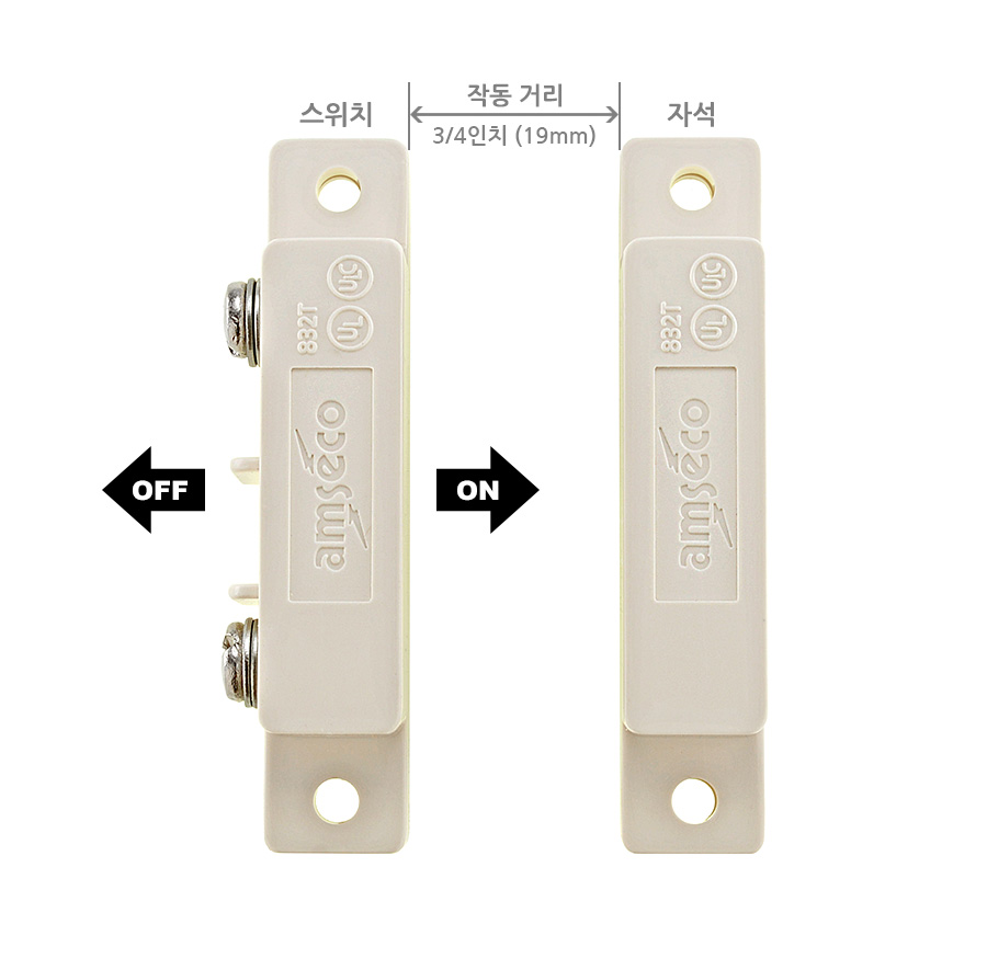 ELECLOUD 일렉클라우드 - AMS-39NO 암세코 자석스위치 DC용 마그네틱 센서 N.O(A점점) 도어스위치 AMSECO ...