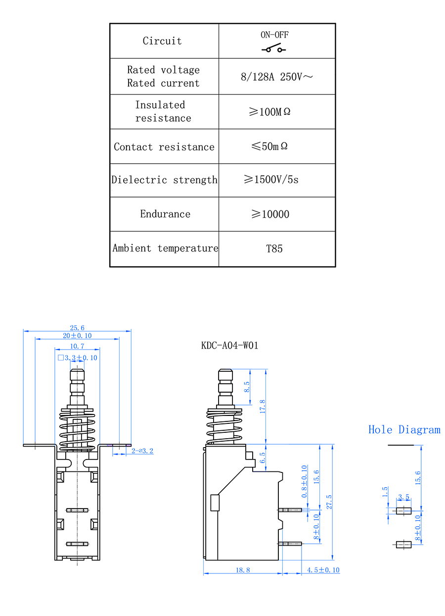 ELECLOUD 일렉클라우드 - KDC-A04(T) 푸쉬(Lock) 파워 스위치 KDC-A04-W01 Push Switch