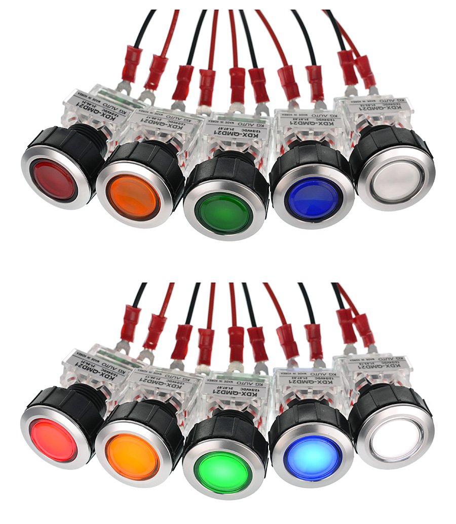 ELECLOUD 일렉클라우드 - KDX-QMD21 22파이 조광형 알루미늄 누름버른 스위치 DC12V-24V 램프 푸쉬스위치 ...