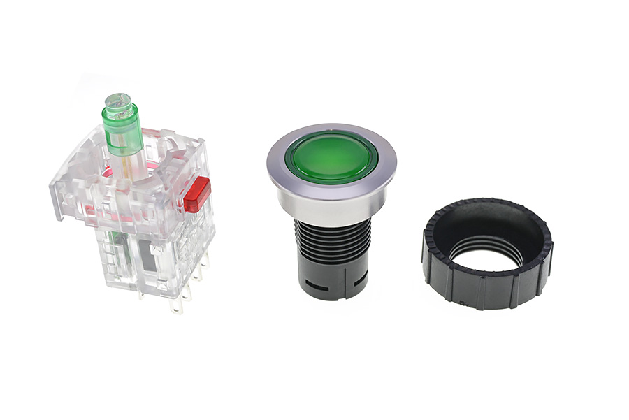 ELECLOUD 일렉클라우드 - KDX-QMD21 22파이 조광형 알루미늄 누름버른 스위치 DC12V-24V 램프 푸쉬스위치 ...