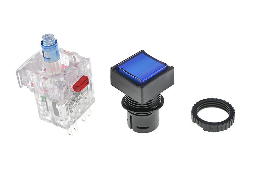 ELECLOUD 일렉클라우드 - KDX-SMD21 16파이 조광형 정사각 누름버른 스위치 DC12V-24V 램프 푸쉬스위치 ...