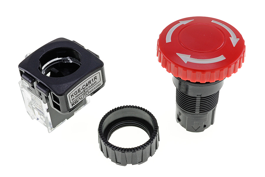 ELECLOUD 일렉클라우드 - KGE-C4R1R 25파이 비상정지 푸쉬록턴 리셋 스위치 KG오토 Emergency Push ...